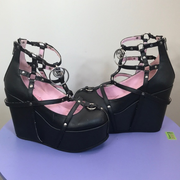 Dolls Kill | Shoes | Dolls Kill X Demonia Black Platforms Size 8bnwob ...